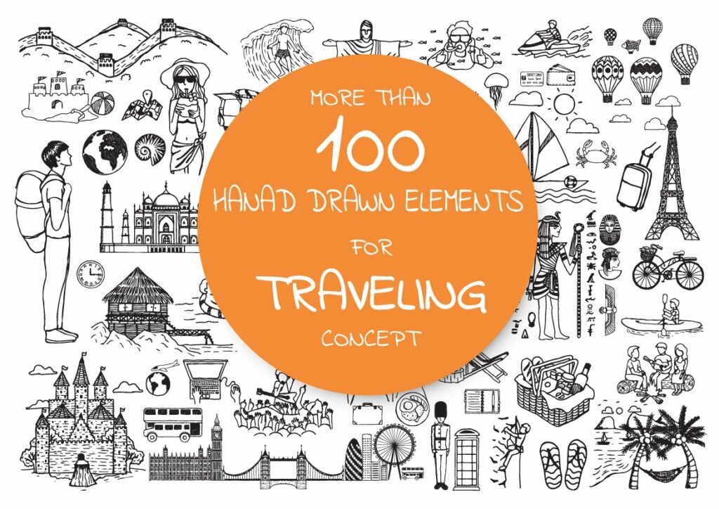 Hand drawn icons about traveling – MasterBundles