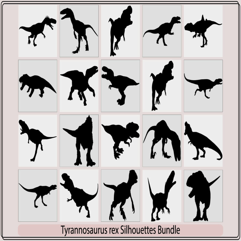T rex tyrannosaurus silhouette. Vector illustration growling screaming ...