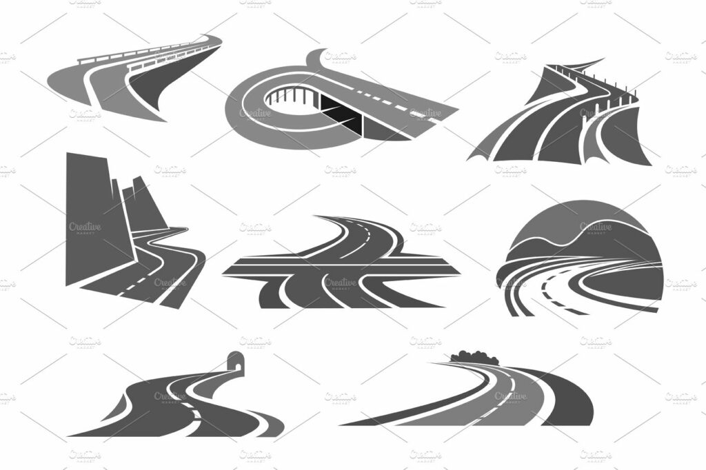 Roads and highways isolated vector icons – MasterBundles