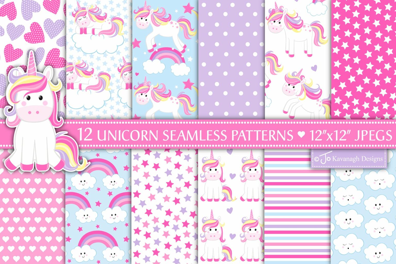 Cute Unicorn Patterns -P28 – MasterBundles