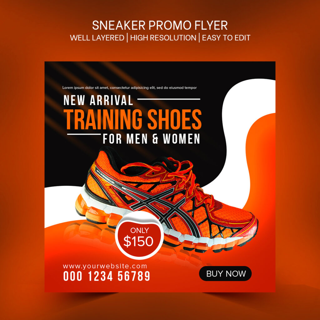 Sneaker Promotion Flyer Template For Social Media - MasterBundles