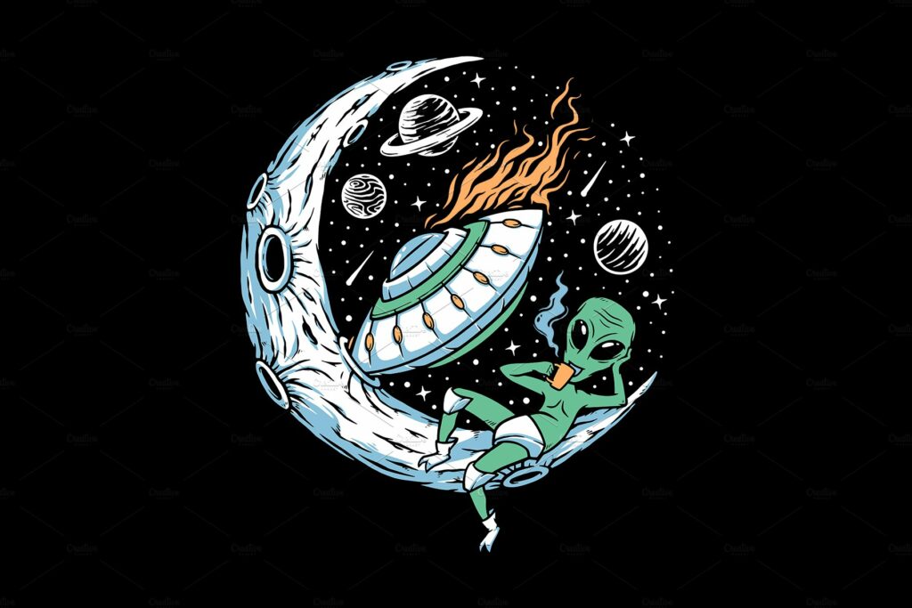 Alien stranded on the moon – MasterBundles