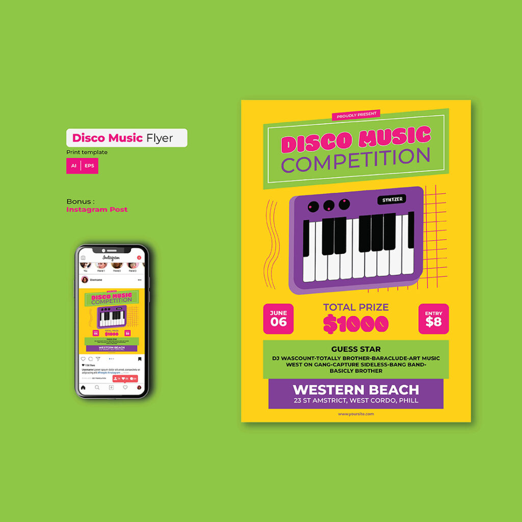 Disco Music Competition Flyer - MasterBundles