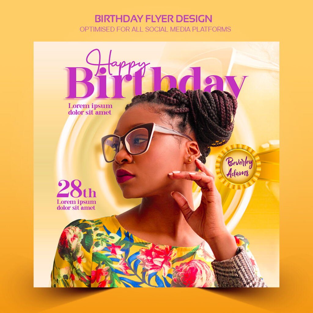 Elegant Birthday Invitation Flyer - MasterBundles