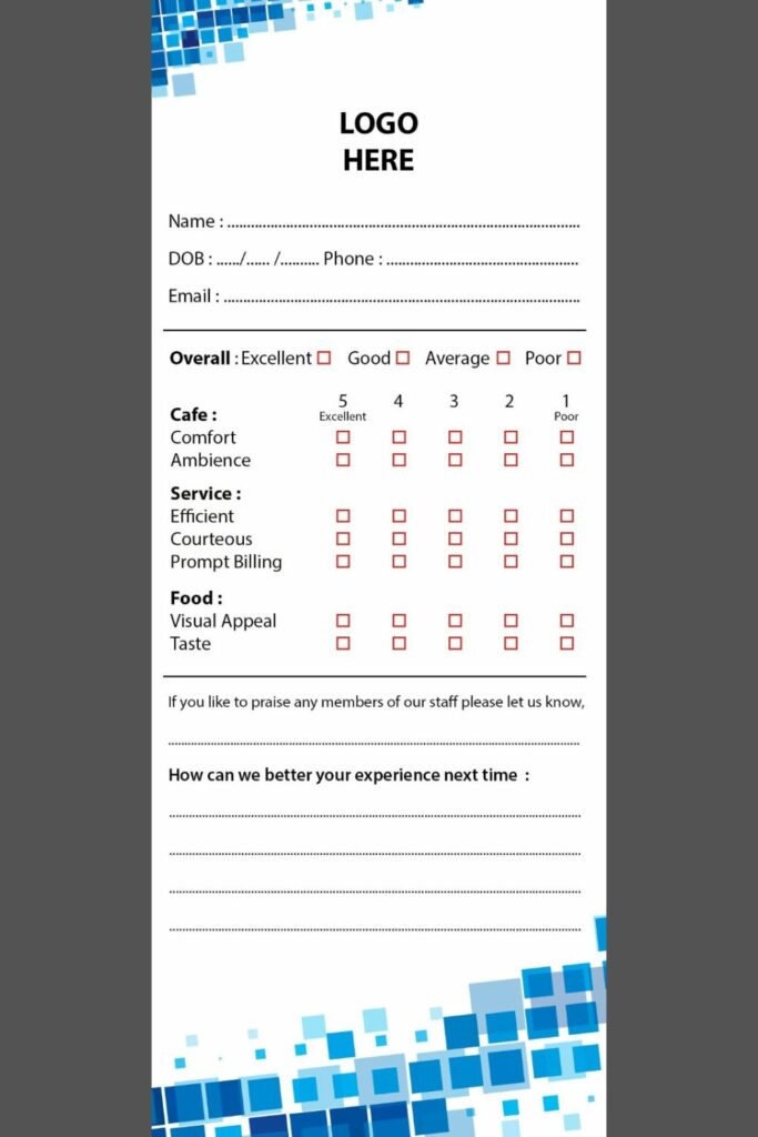 Restaurant & Cafe Feedback Form Template