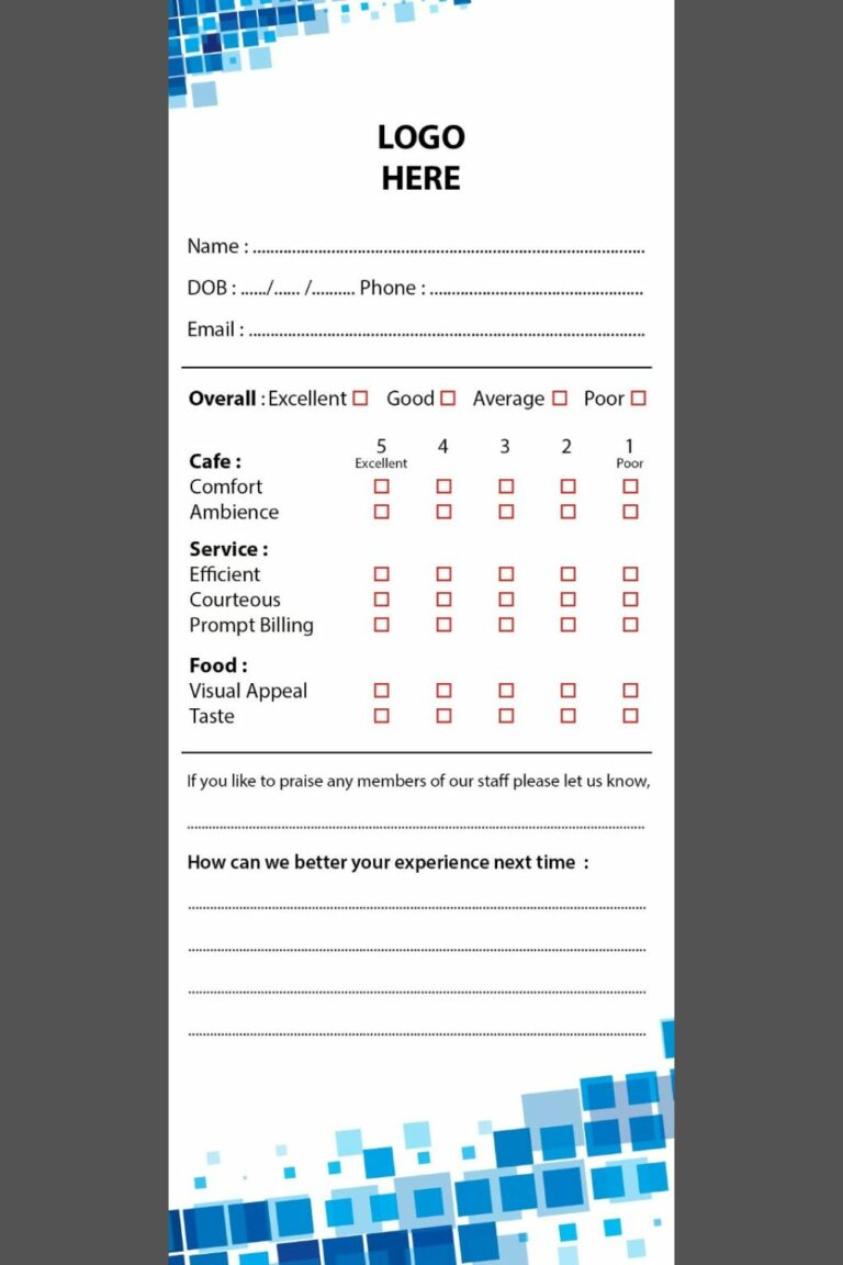 Restaurant & Cafe Feedback Form Template