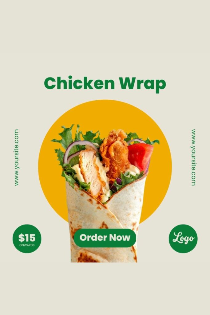 Modern chicken wrap social media template