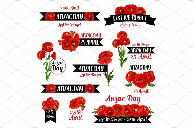 Anzac Remembrance Day badge of red poppy flower – MasterBundles