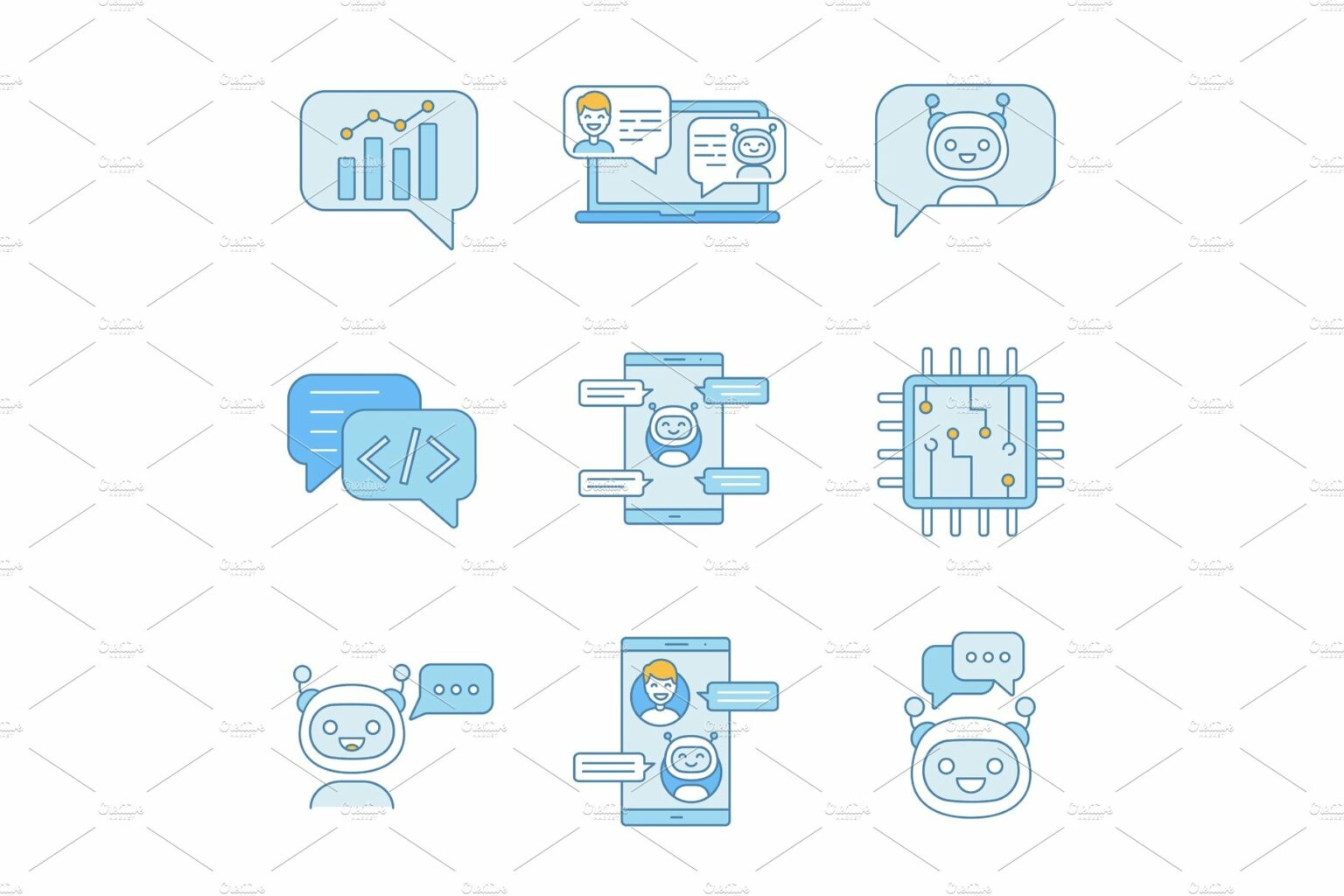 Chatbots color icons set – MasterBundles