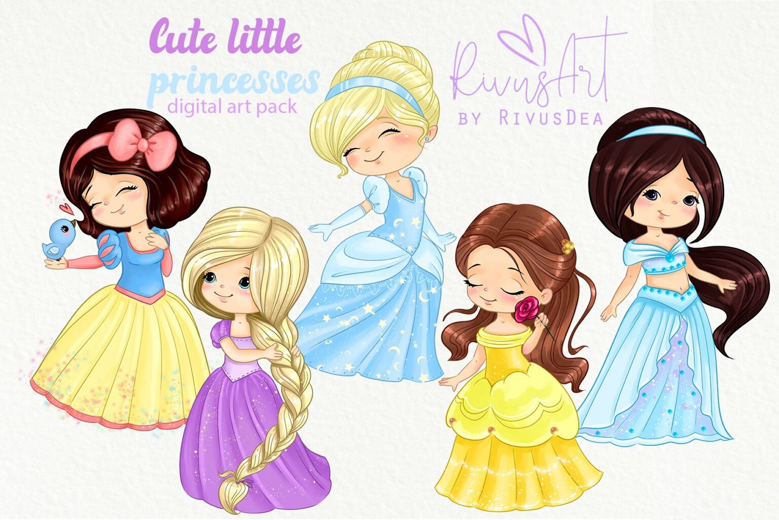 Cute princess PNG clipart download. – MasterBundles