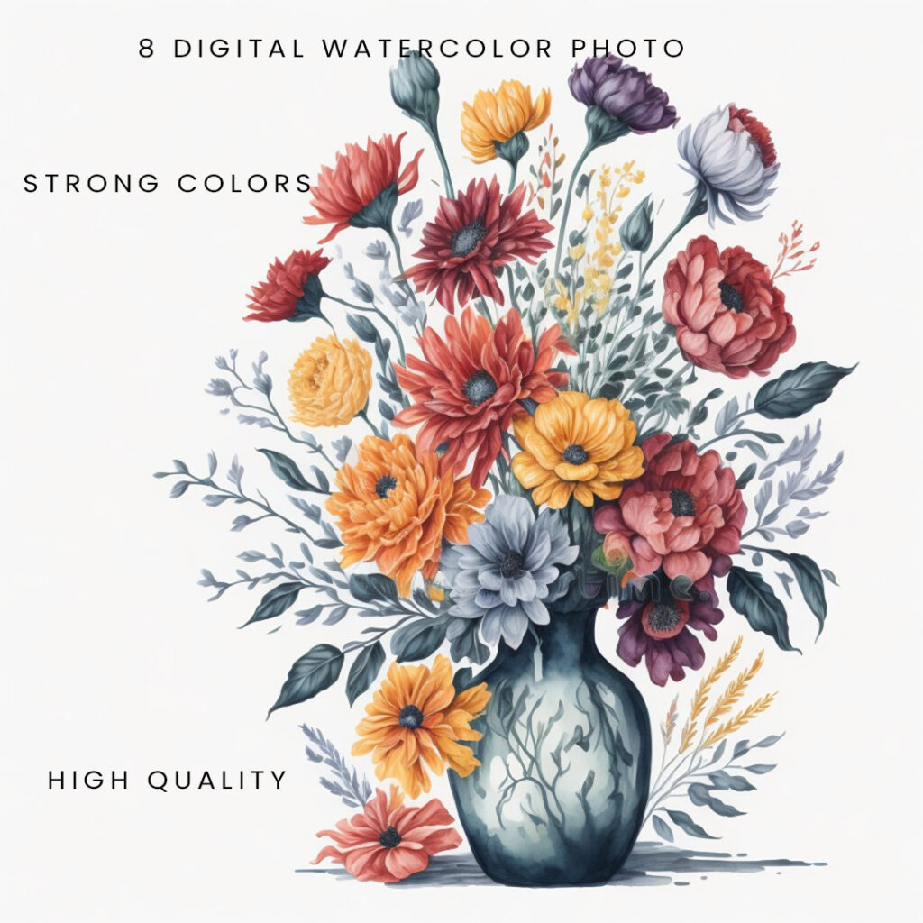 8 Digital Photos of Flowers - Strong Colors - MasterBundles