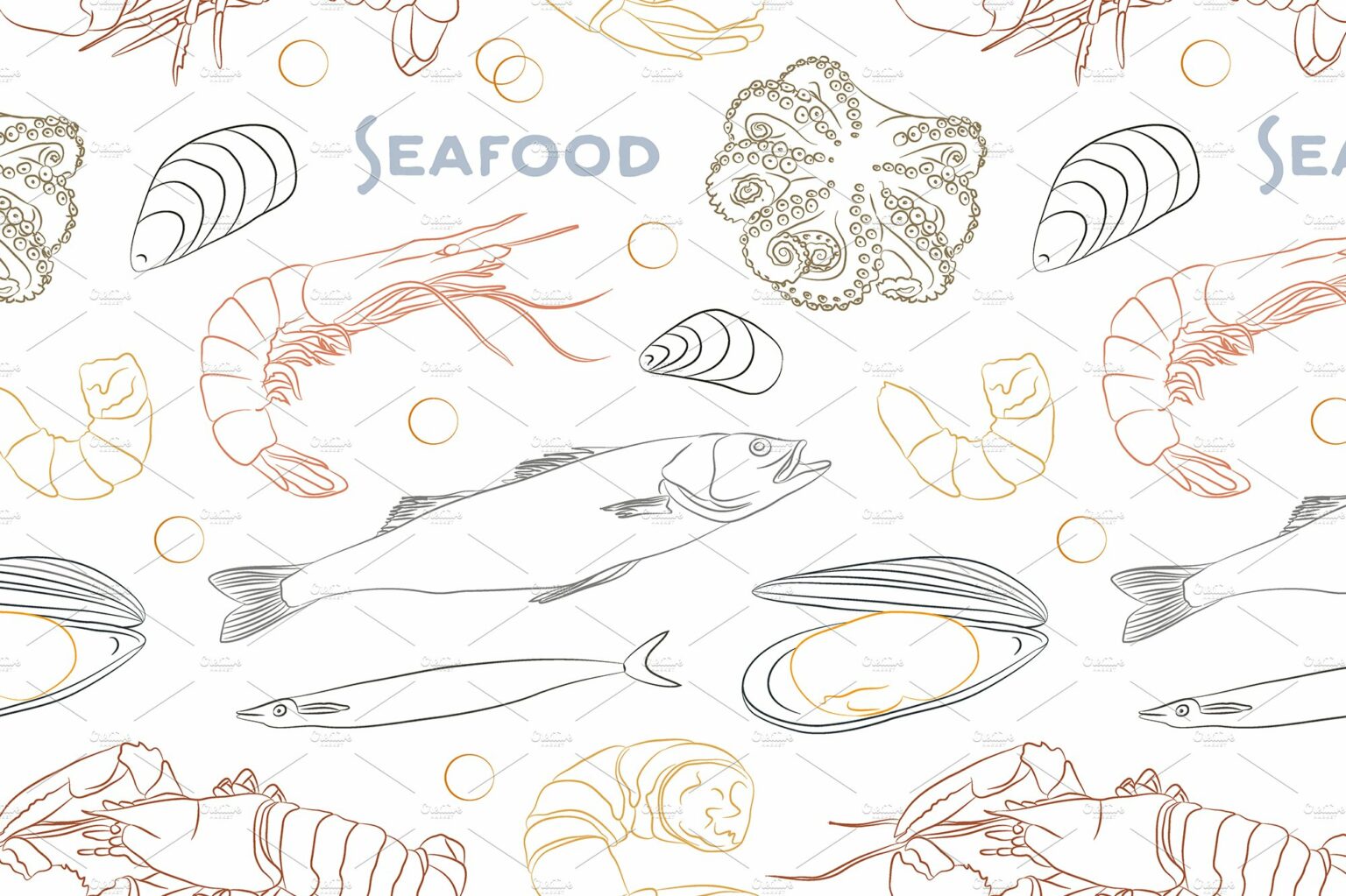 Vector Seafood set pattern – MasterBundles