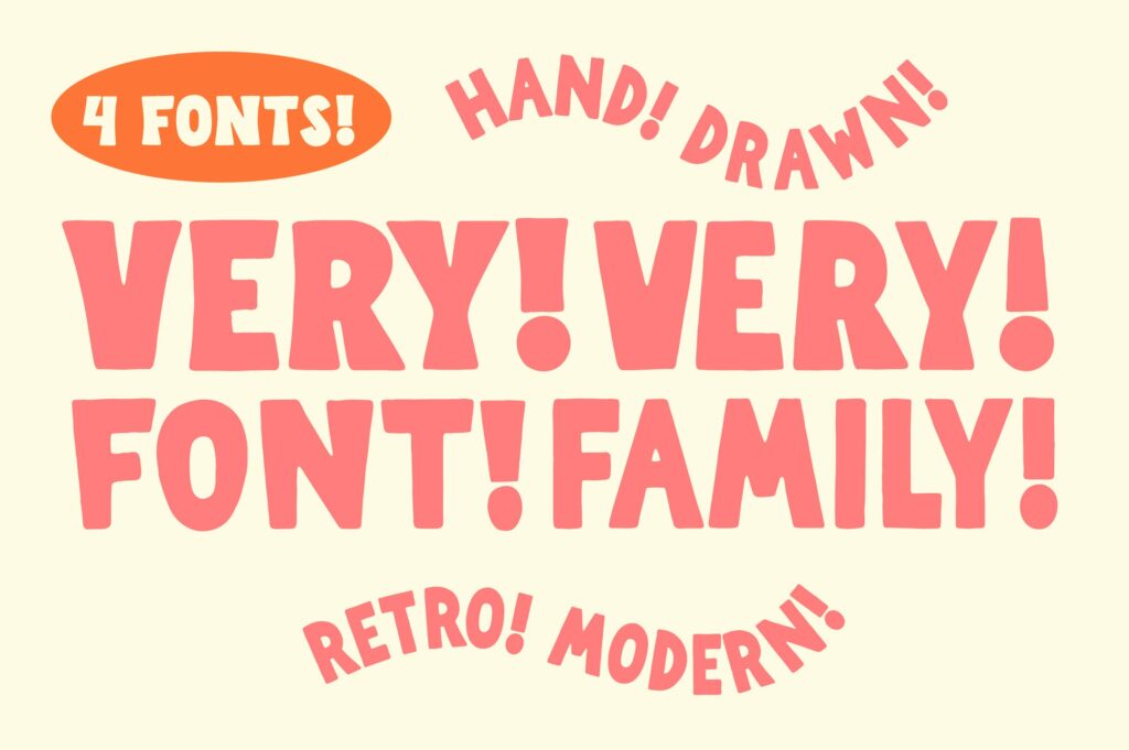 4 Hand Drawn Fonts! VeryVery! Retro! – MasterBundles