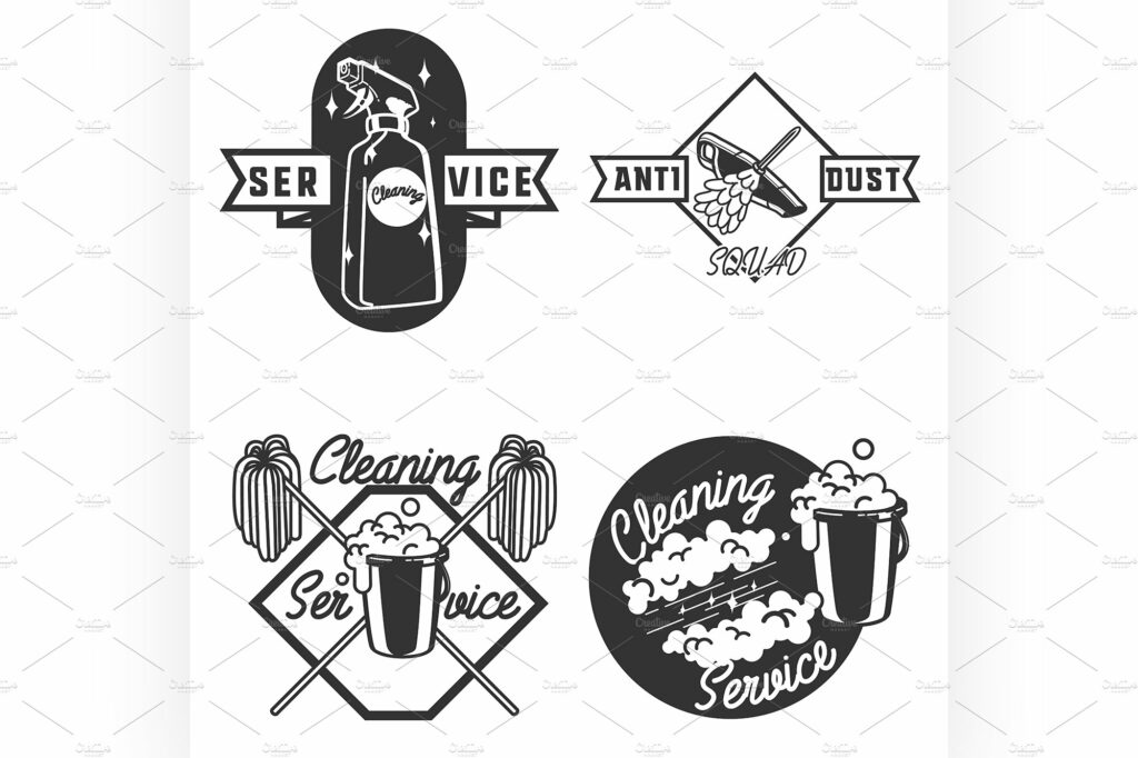 Vintage cleaning service emblems – MasterBundles