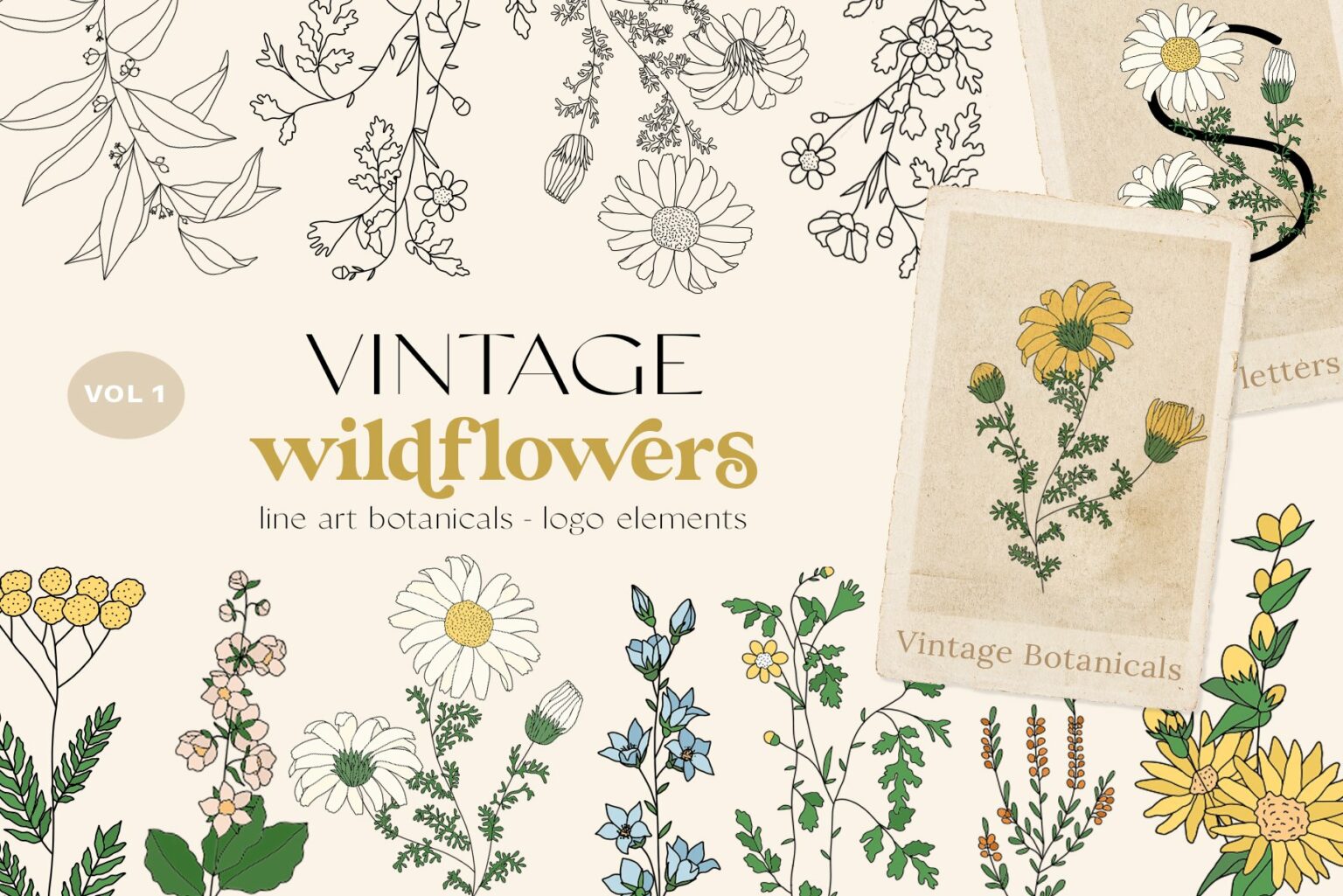 Wildflowers Botanical Logo Elements – MasterBundles