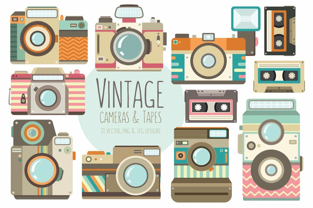 Vintage Cameras Vector Clipart Set – MasterBundles