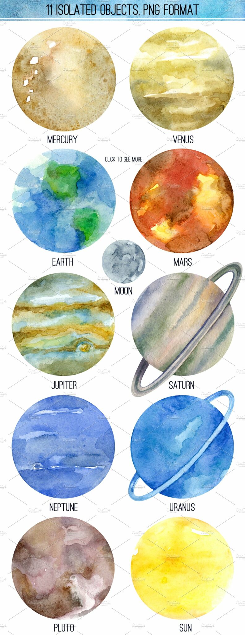 Solar system Watercolor clipart – MasterBundles