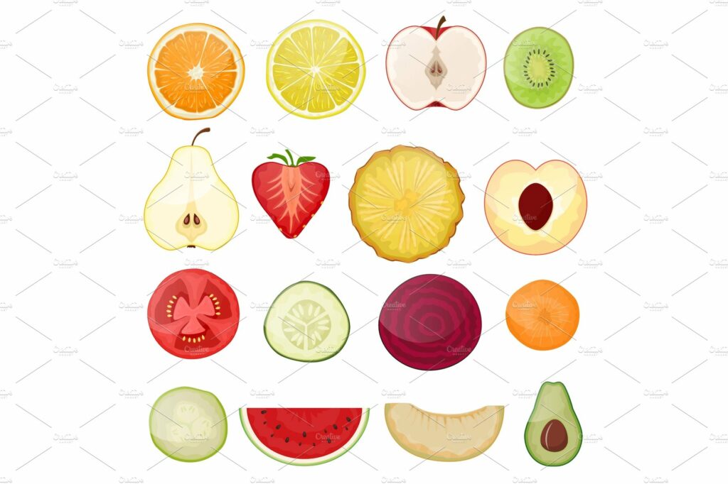 Fruit slice vector fresh fruity – MasterBundles