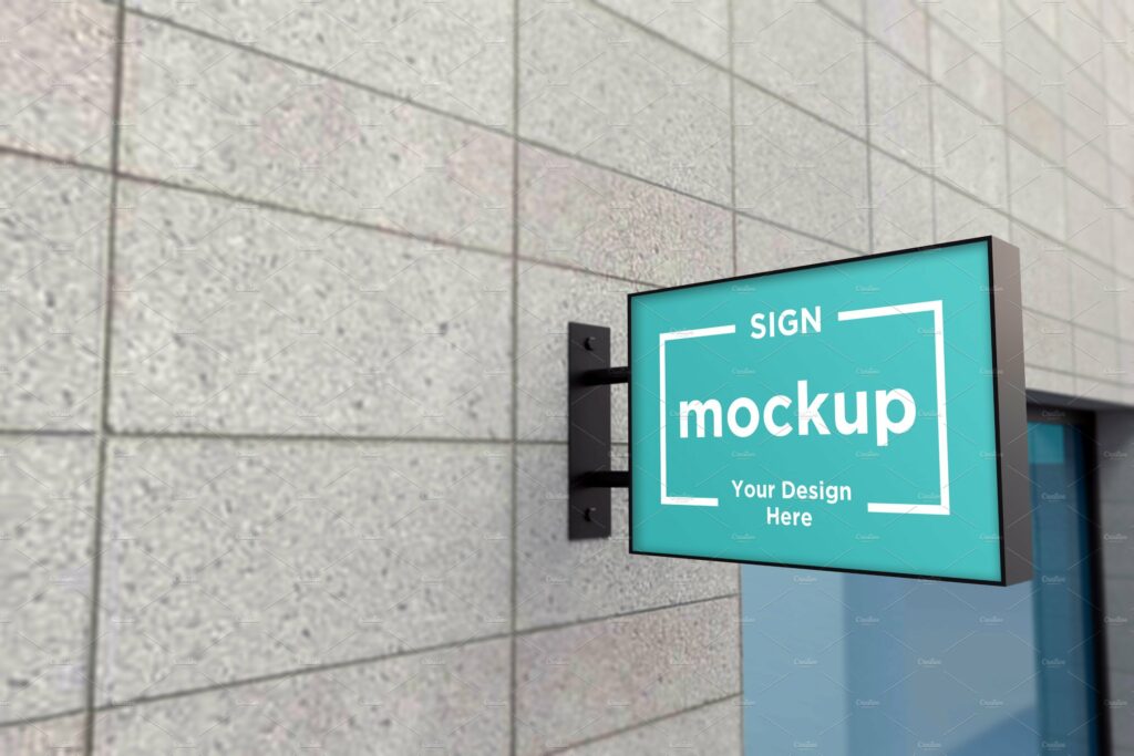 Wall mount rectangular sign Mockup – MasterBundles