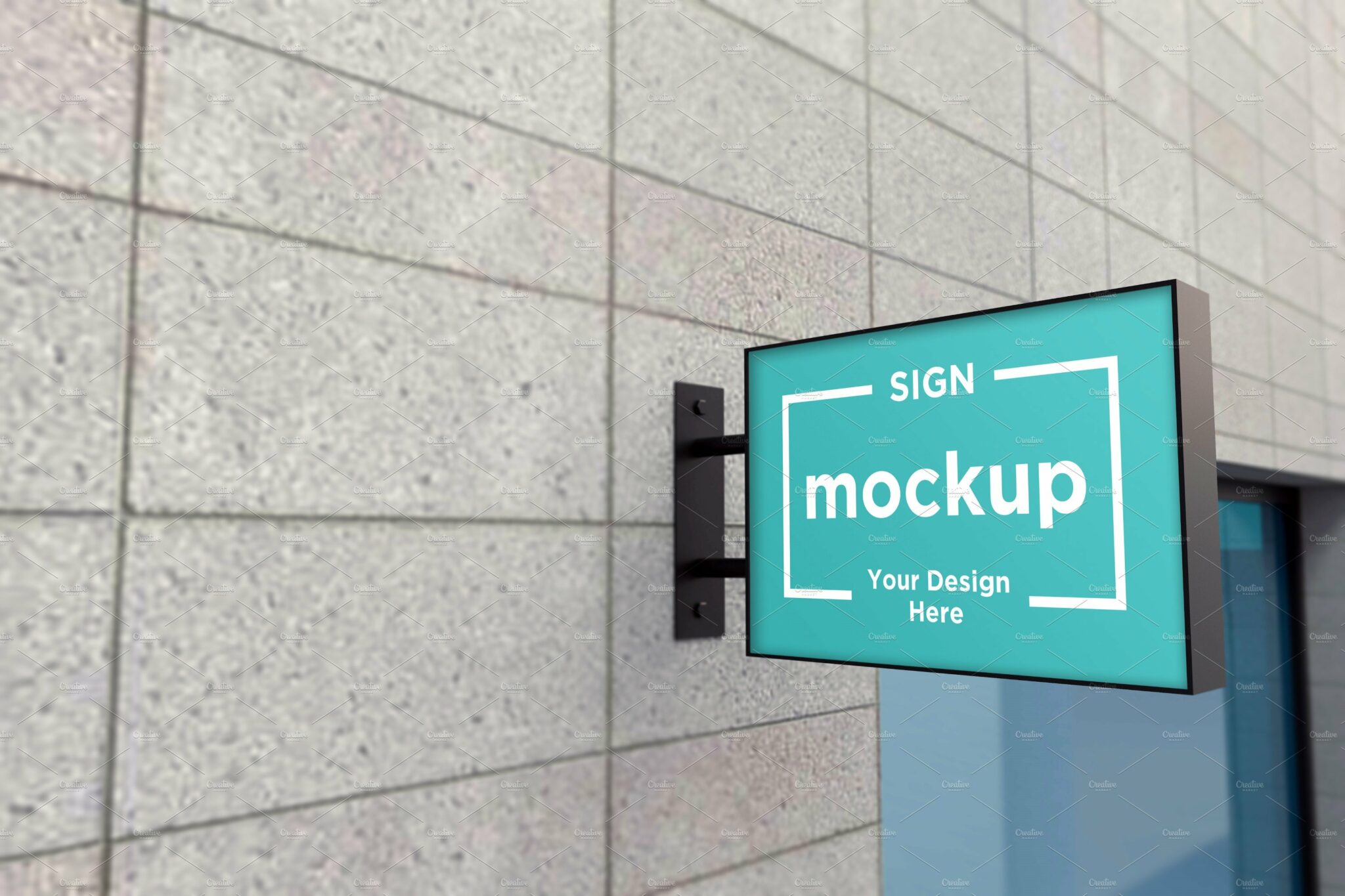 Wall mount rectangular sign Mockup – MasterBundles