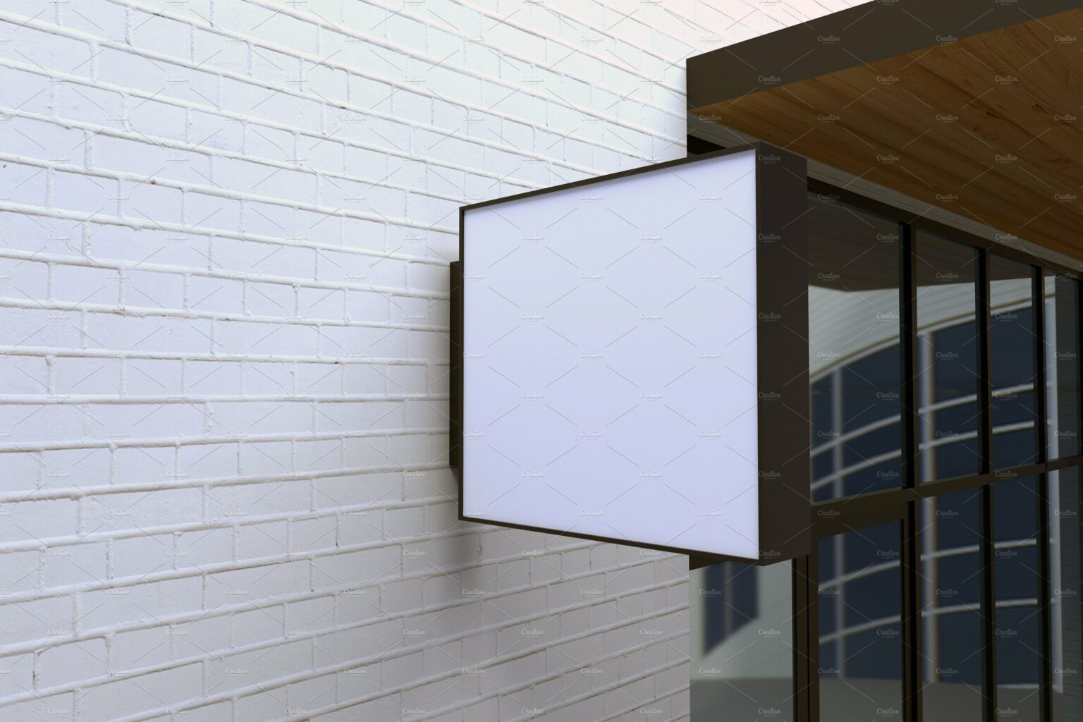 Wall mount sign façade board mockup – MasterBundles
