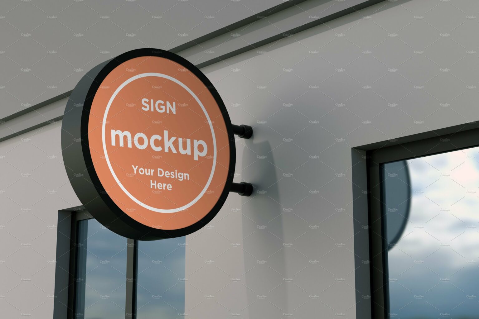 Rounded wall mount sign mockup – MasterBundles