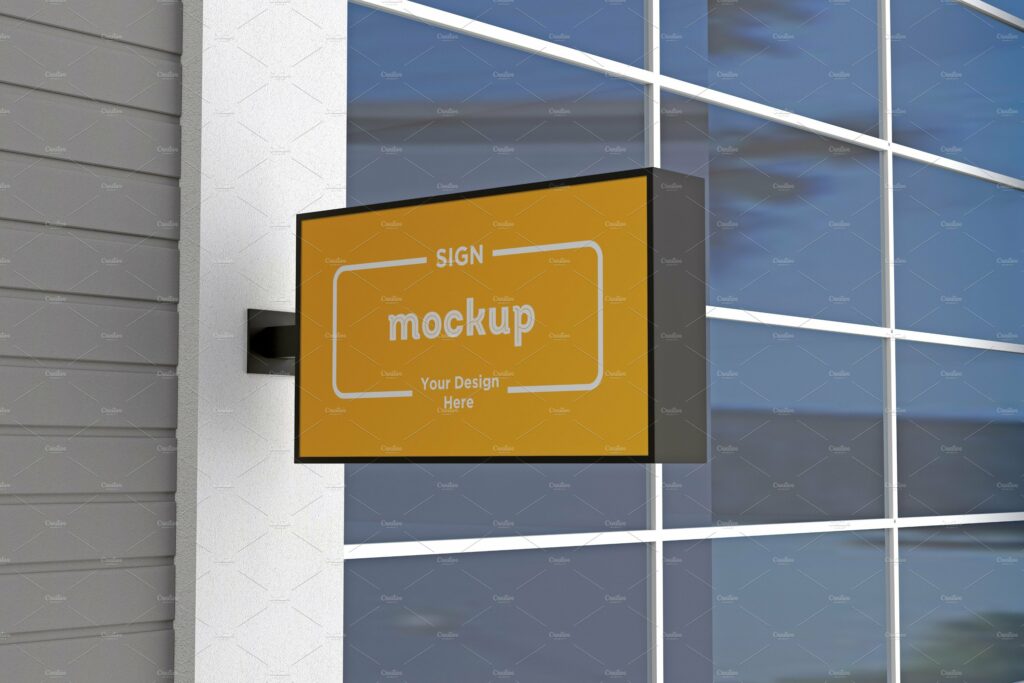 Rectangular wall mount sign mockup – MasterBundles