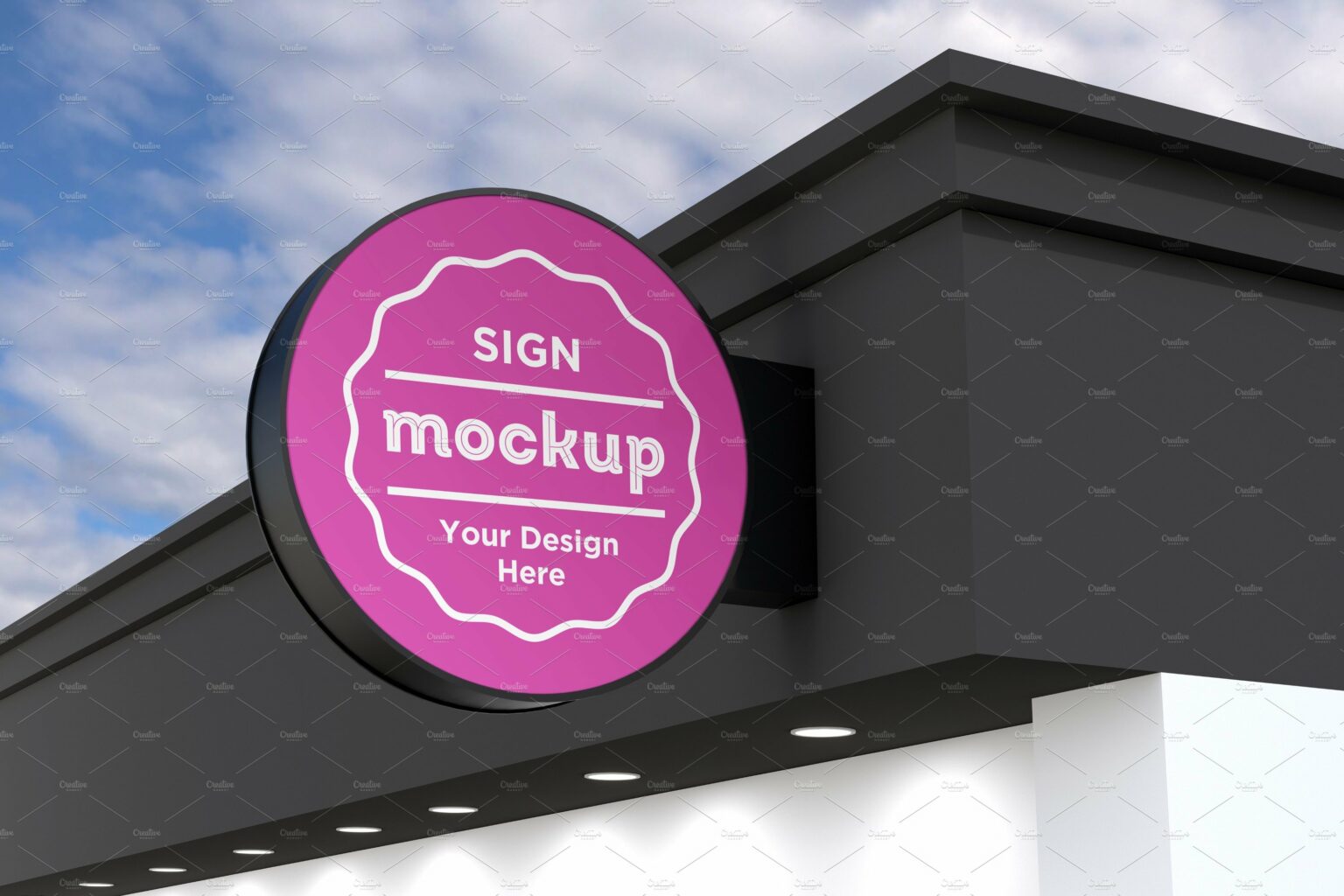 Rounded wall mount sign board mockup – MasterBundles