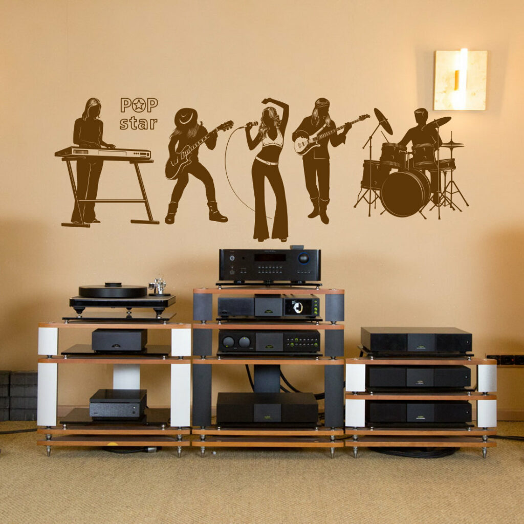 Pop Singer with Musicians Silhouettes - MasterBundles