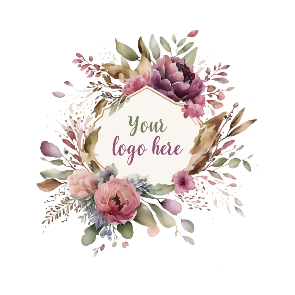 Watercolor Floral Logo, Pastel floral logo, Watercolor Round Floral ...
