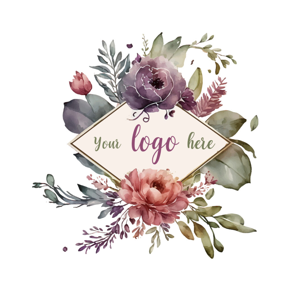 Watercolor Floral Logo, Pastel floral logo, Watercolor Round Floral ...