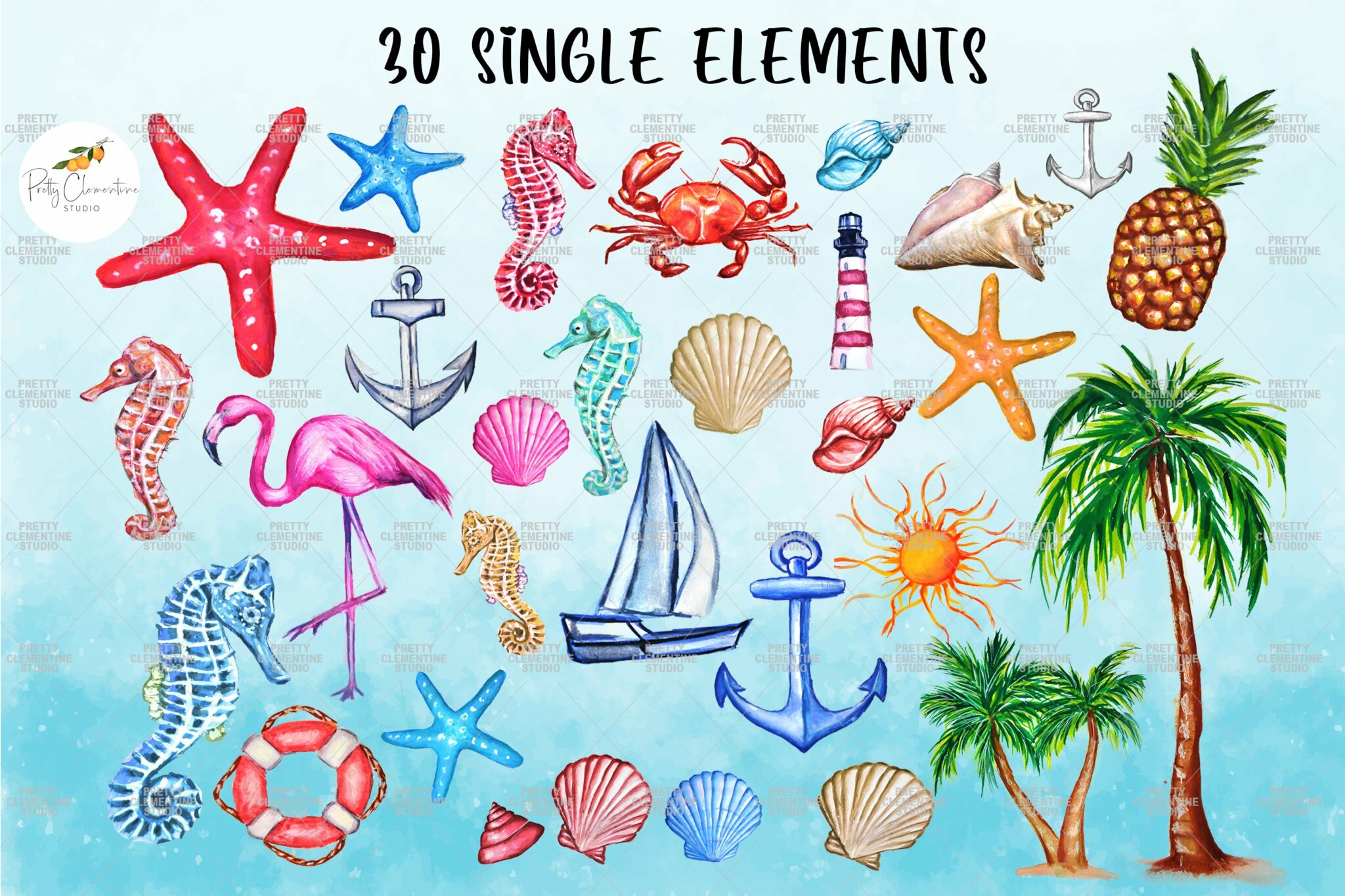 Watercolor Summer Clipart | Beach – MasterBundles