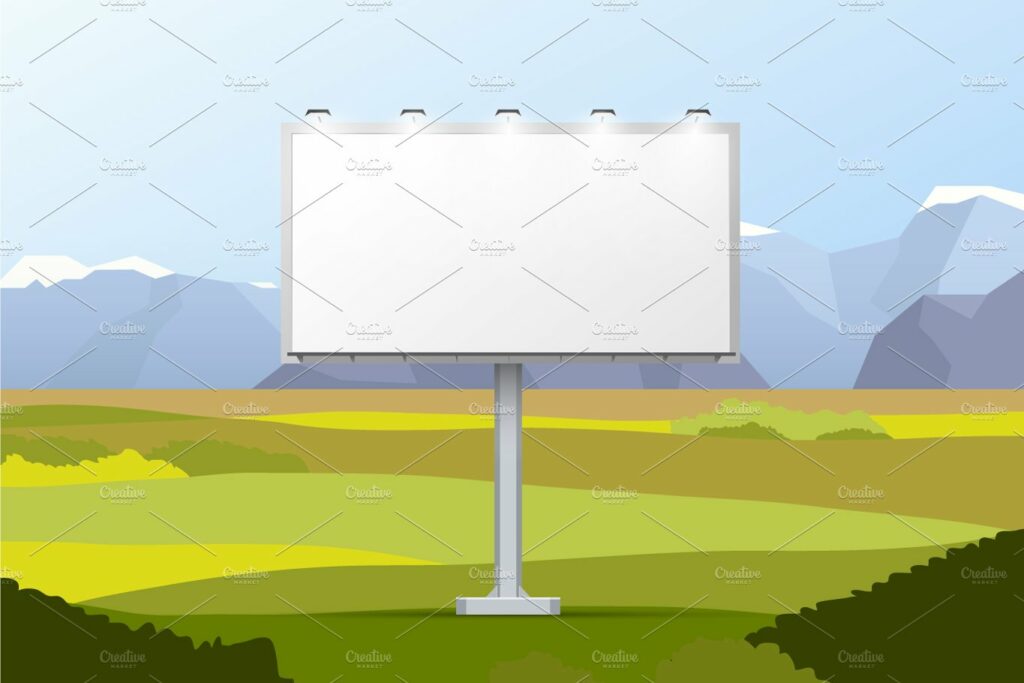 White empty billboard on landscape – MasterBundles