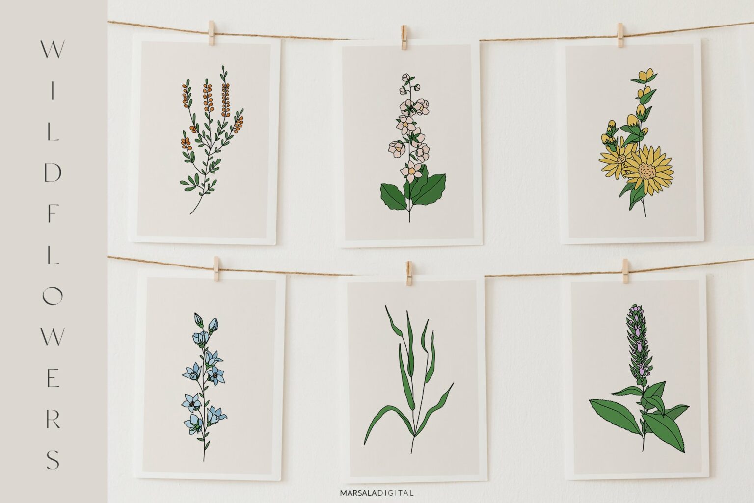 Wildflowers Botanical Logo Elements – MasterBundles