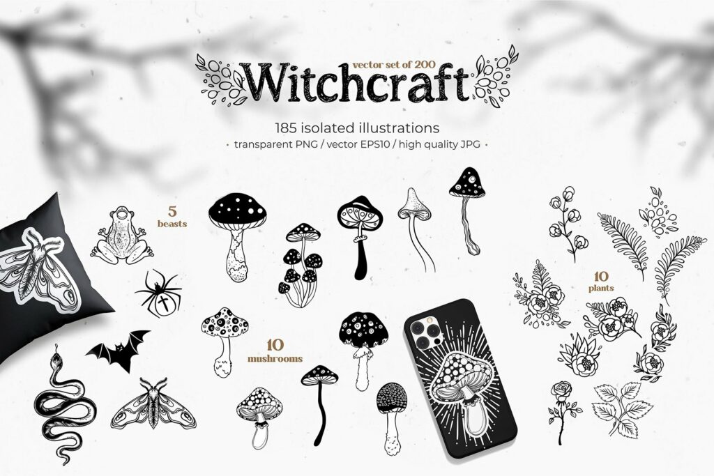 Witchcraft vector set of 200 – MasterBundles
