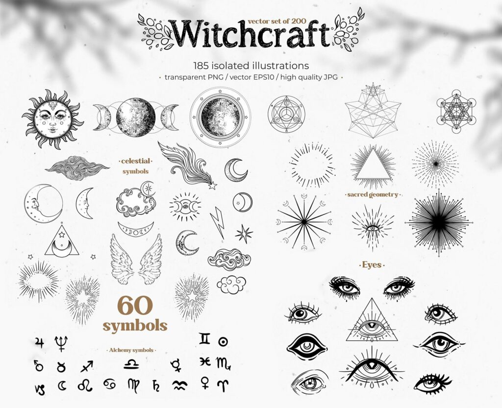 Witchcraft vector set of 200 – MasterBundles