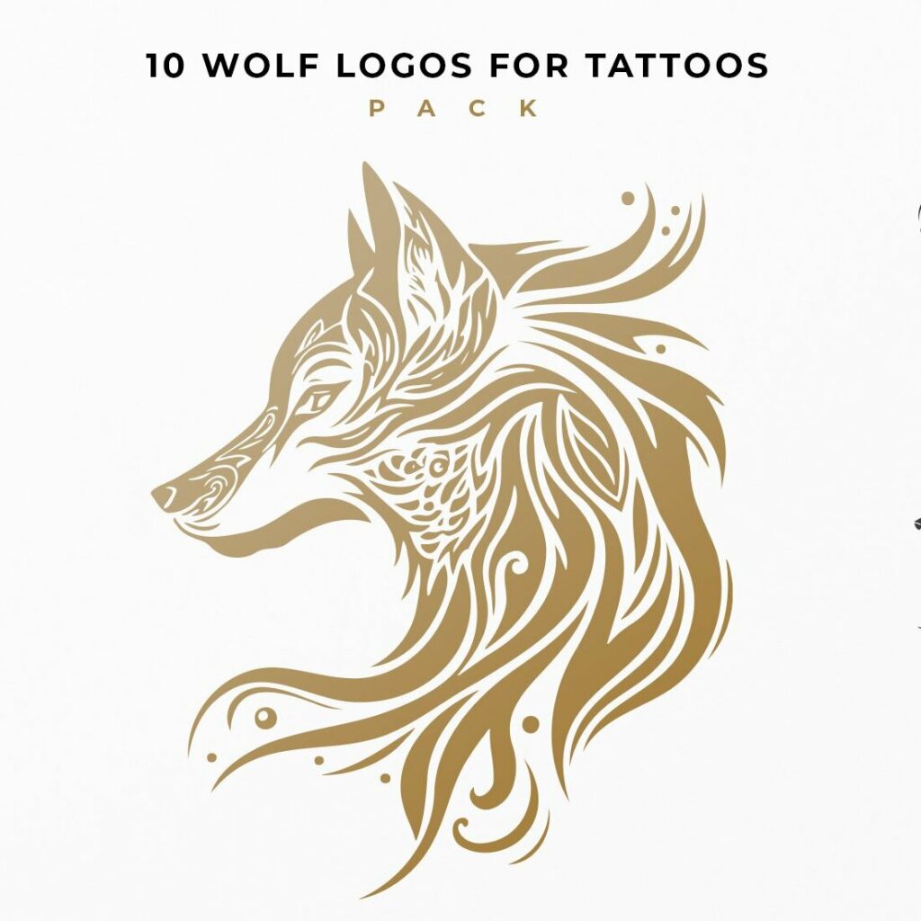 Wolf Logos for Tattoos Pack x10 – MasterBundles