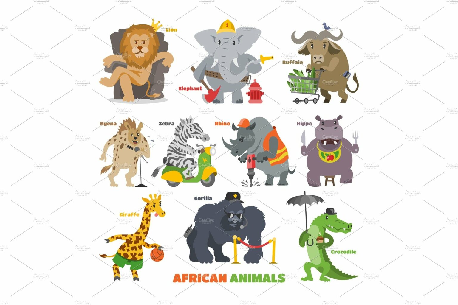 African animals vector cartoon wild – MasterBundles