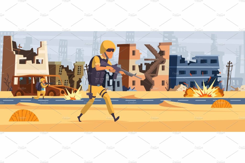 Army soldier. Military background – MasterBundles