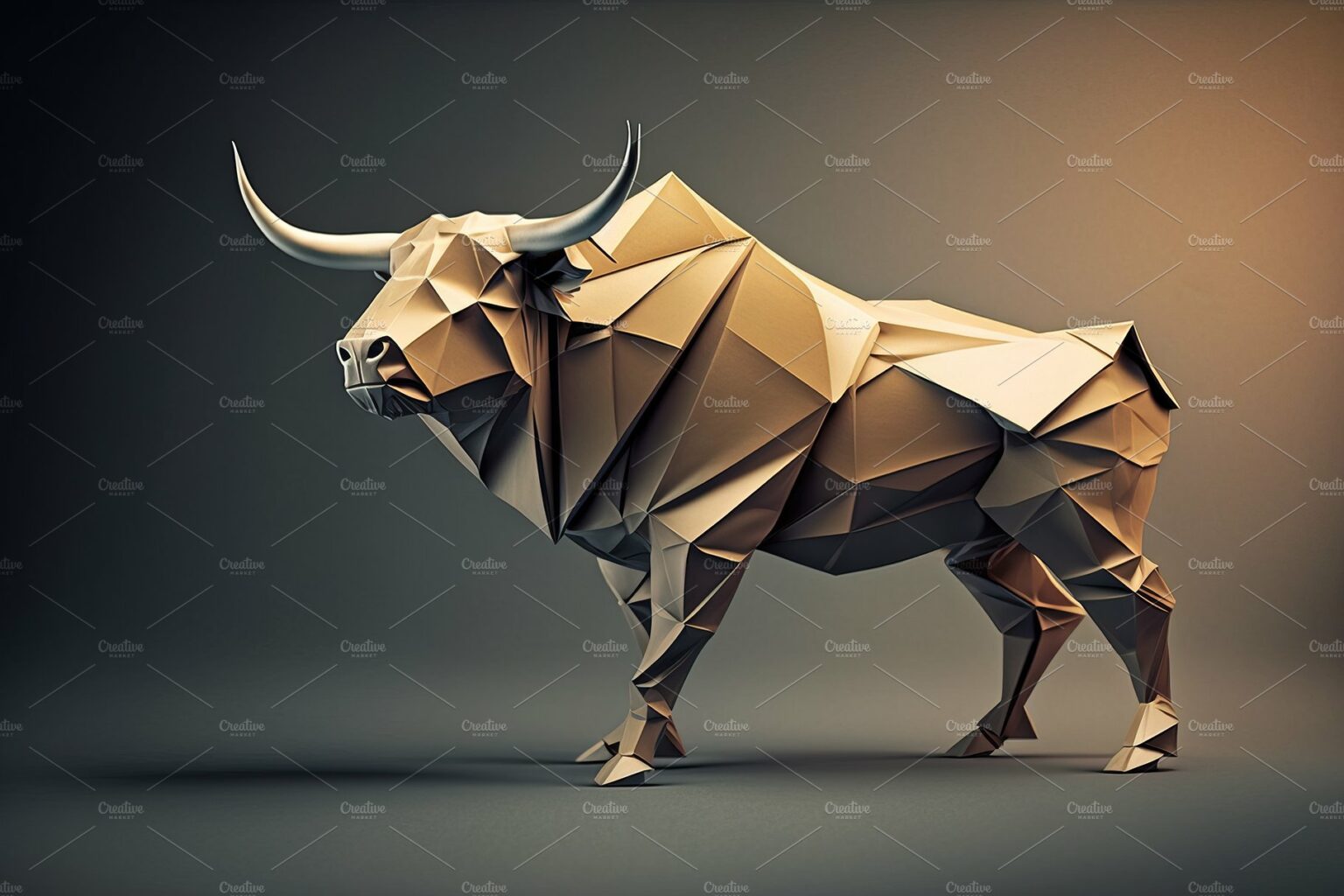 Image of bull paper origami art. – MasterBundles