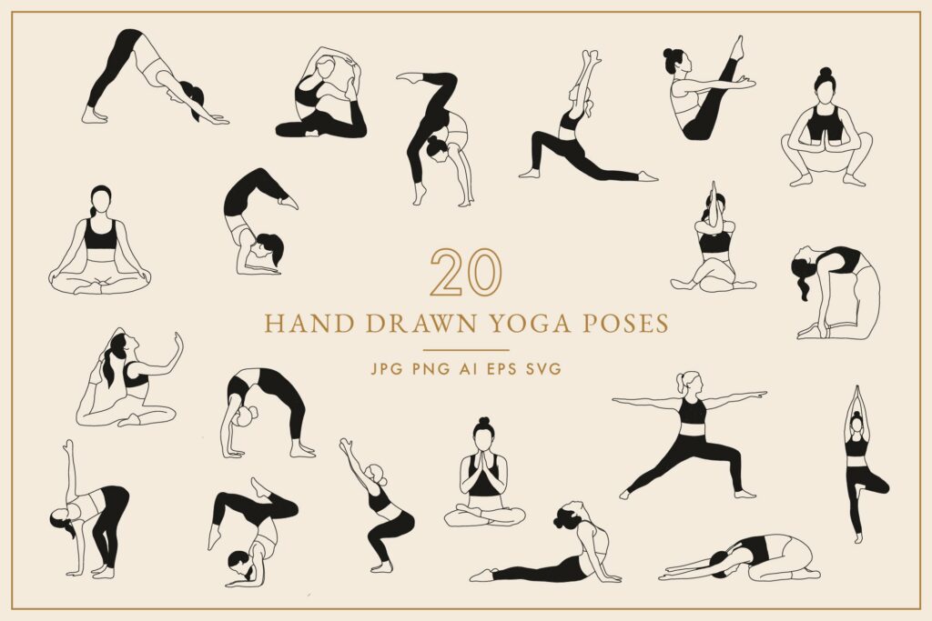 Hand Drawn Yoga Poses Illustrations – MasterBundles