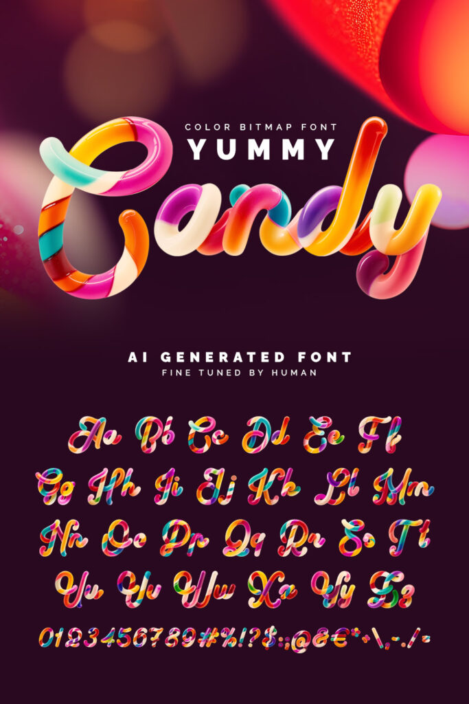 Yummy Candy - Color Bitmap Font - MasterBundles