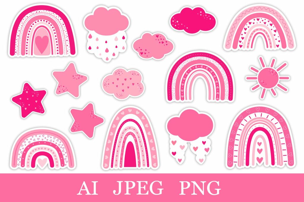 Valentine Rainbow Stickers Printable – MasterBundles