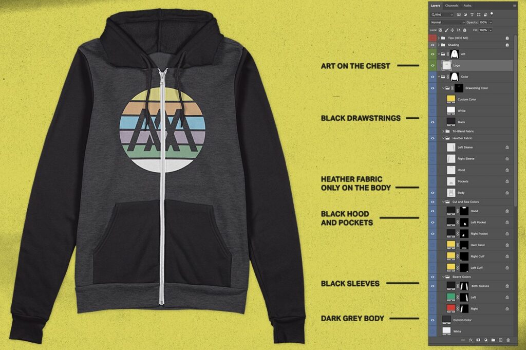 Zip-Up Hoodie Merch Mockup – MasterBundles