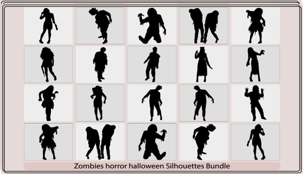 Zombie silhouettes set,Zombie Hand Silhouette. Clip Art Design Vector ...