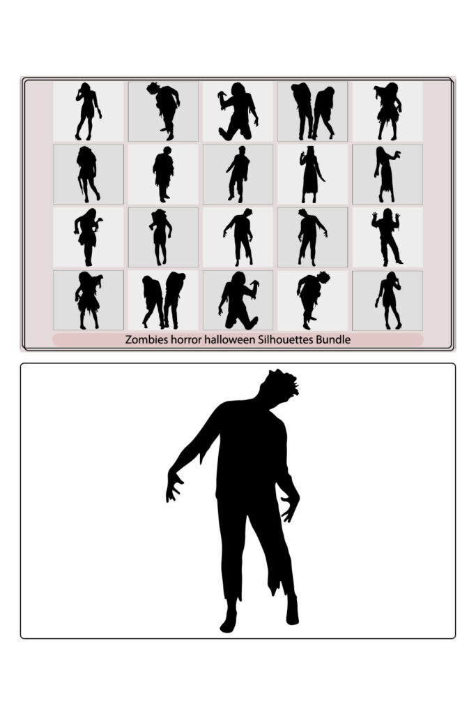 Zombie silhouettes set,Zombie Hand Silhouette. Clip Art Design Vector ...