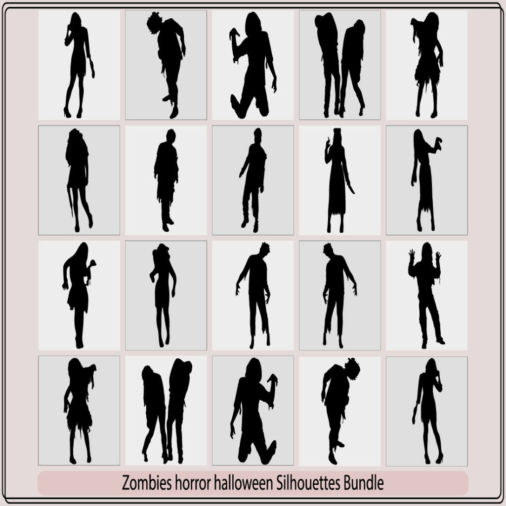 Zombie silhouettes set,Zombie Hand Silhouette. Clip Art Design Vector ...