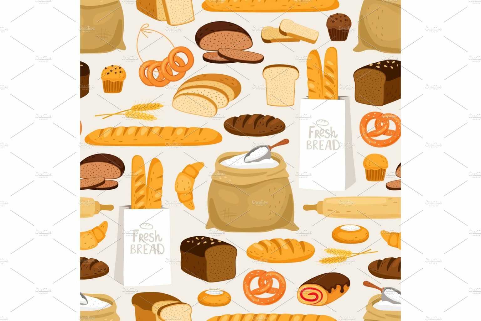Bakery bread seamless pattern – MasterBundles