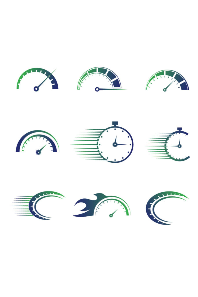 Abstract Vector 9 Speed Logo Bundle. Creative Speed, Time, Clock Icon ...