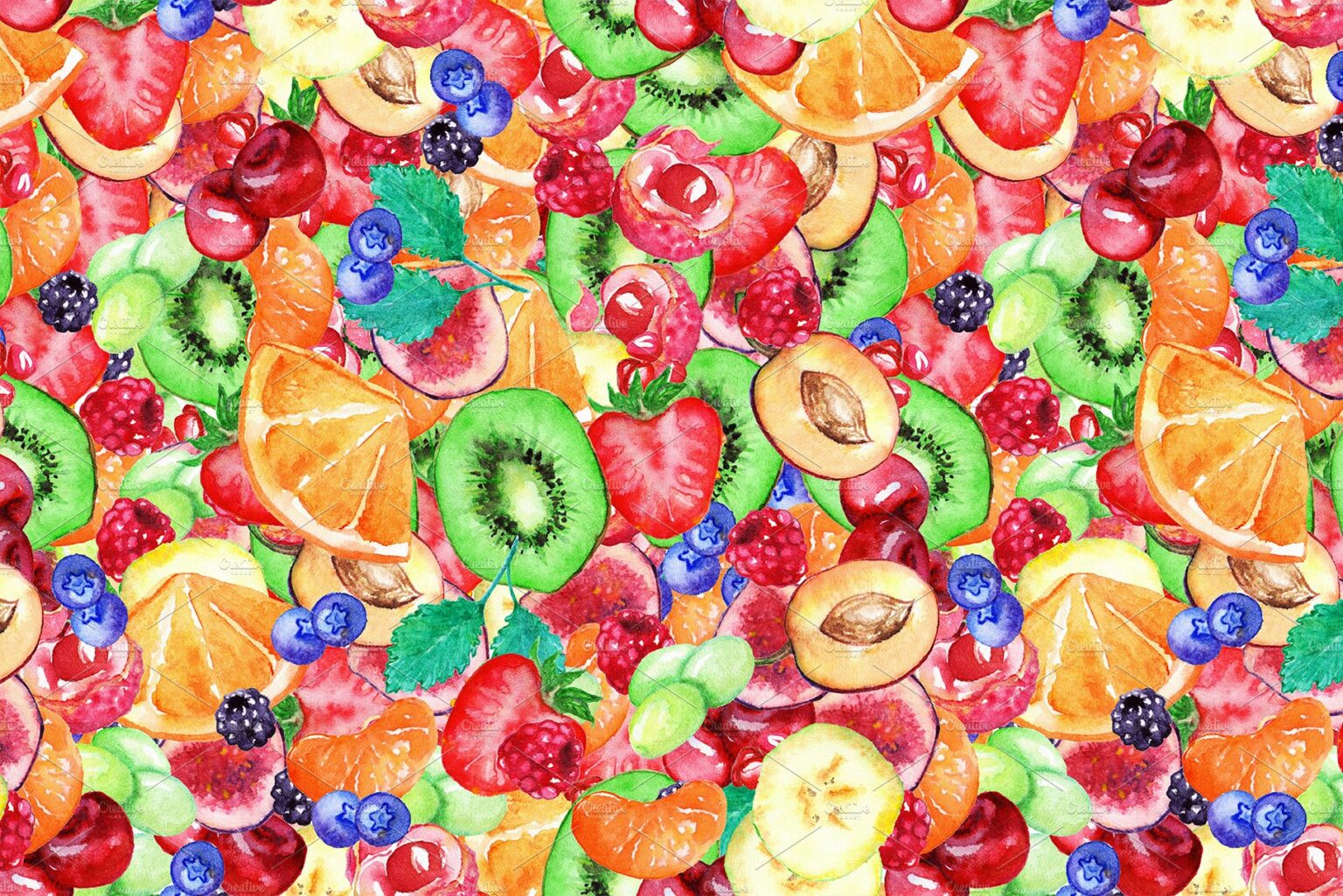 Watercolor fruit & berry set vector – MasterBundles